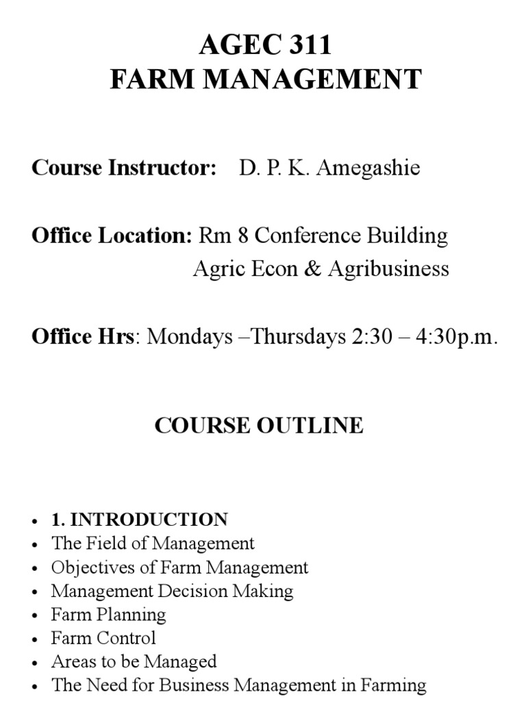 AGEC 311 - Farm Management-1 | PDF | Depreciation | Valuation (Finance)