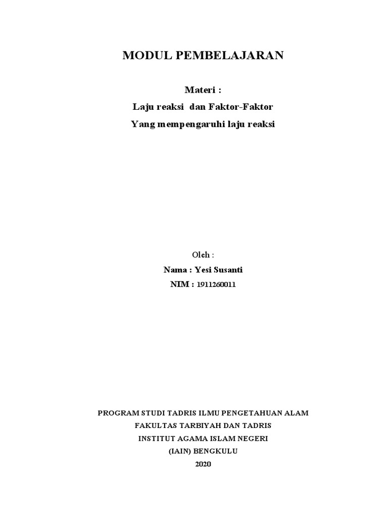 Modul Laju Reaksi | PDF