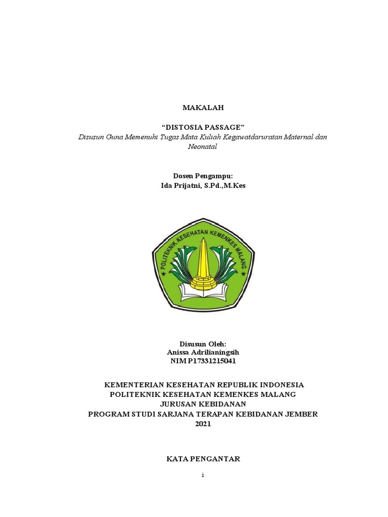 Distosia Passage dalam Persalinan | PDF | Pengembangan Diri | Sains ...