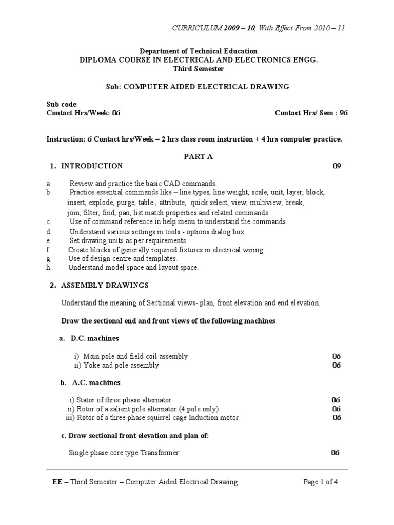 Puter Aided Electrical Drawing Syllabus | PDF | Electrical Equipment ...