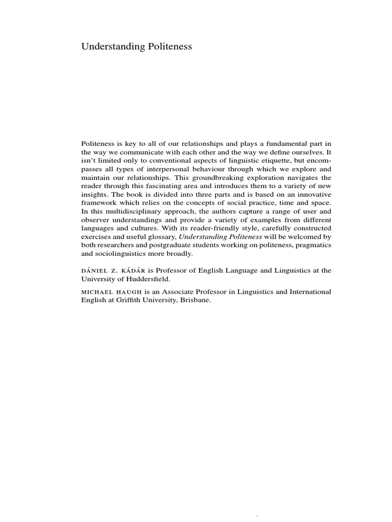 Understanding Politeness | PDF | Linguistics | Human Communication