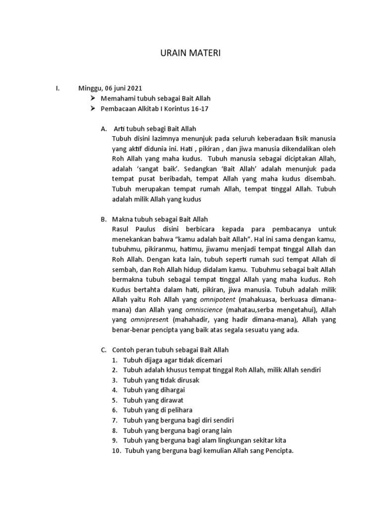 URAIN MATERI - Doc MEIS | PDF