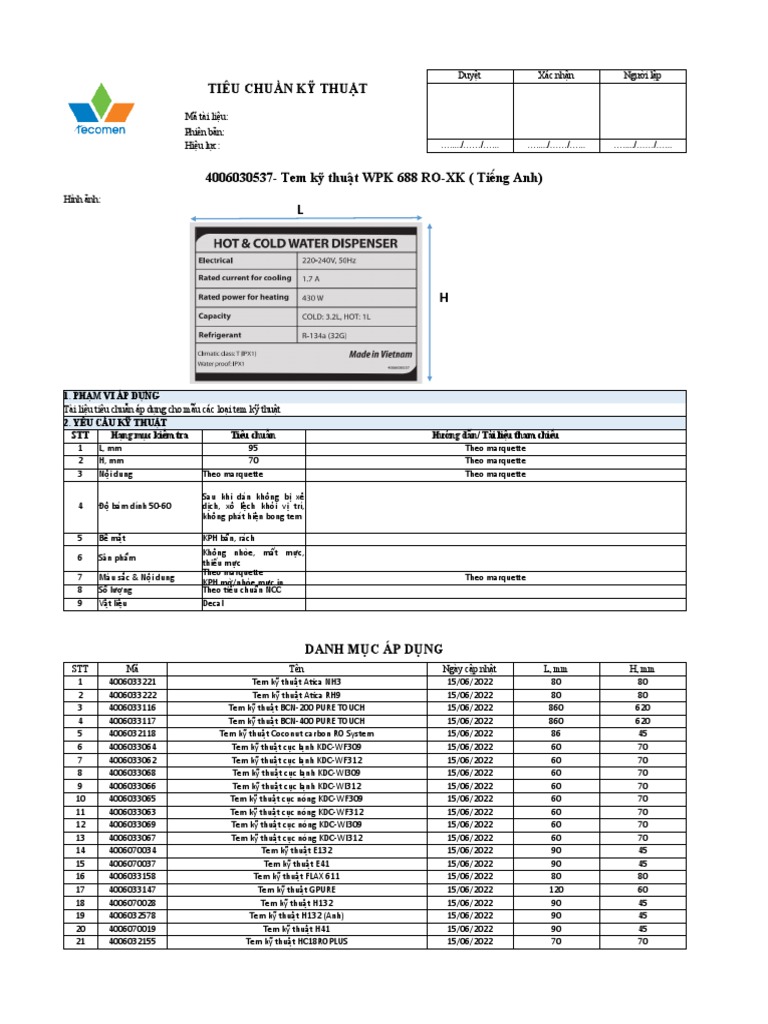 TCKT Tem kỹ thuật | PDF