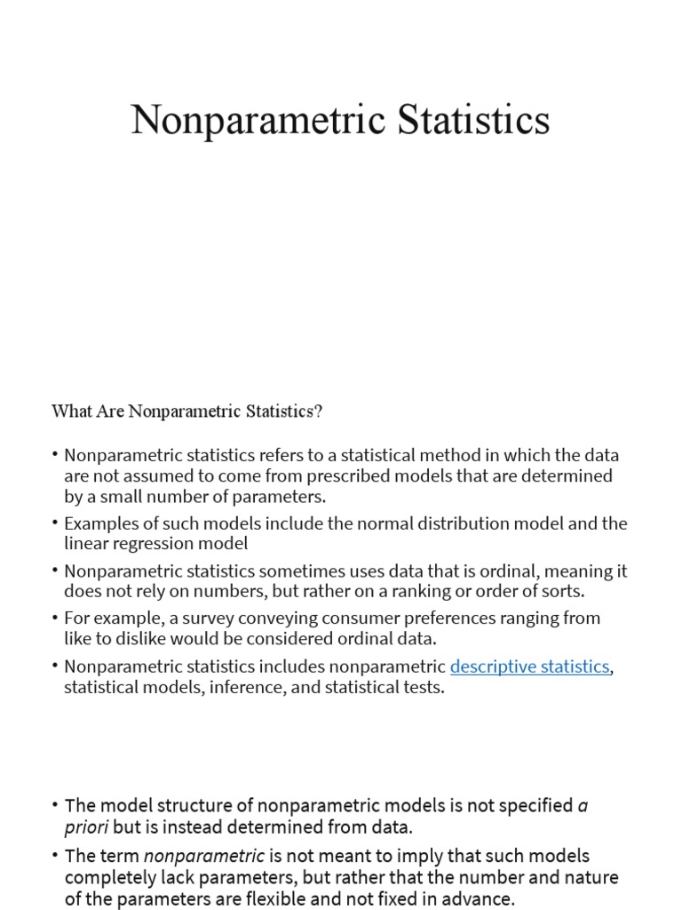 Nonparametric Statistics | PDF | Statistics | Nonparametric Statistics