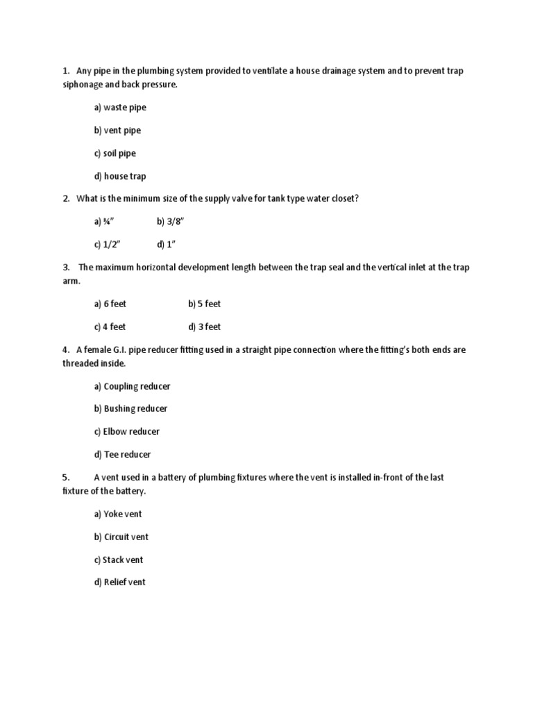 Utilities Sample Question | PDF | Plumbing | Pump