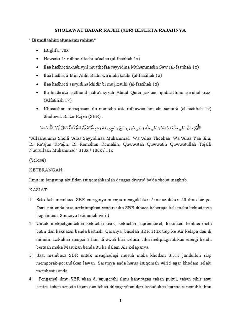 Sholawat Badar Rajeh | PDF