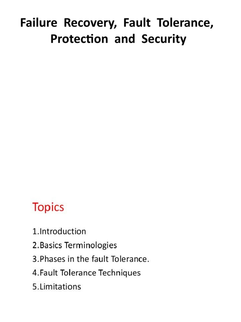 Failure Recovery, Fault Tolerance, Protection | PDF