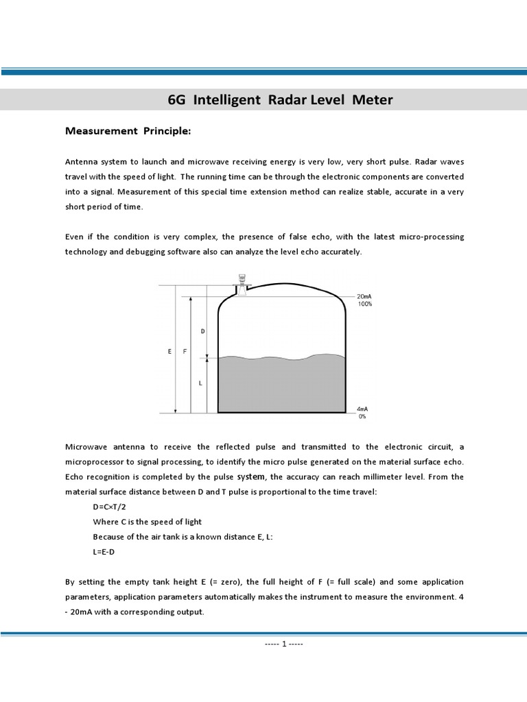 Radar Level Meter Data Sheet | PDF | Radar | Microwave