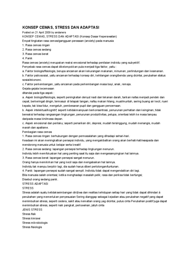 Konsep Cemas | PDF