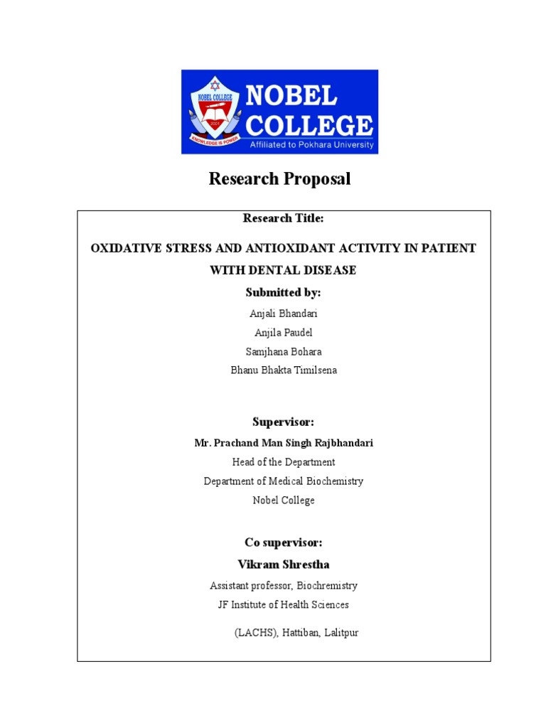 Os Proposal Pdf Antioxidant Periodontology