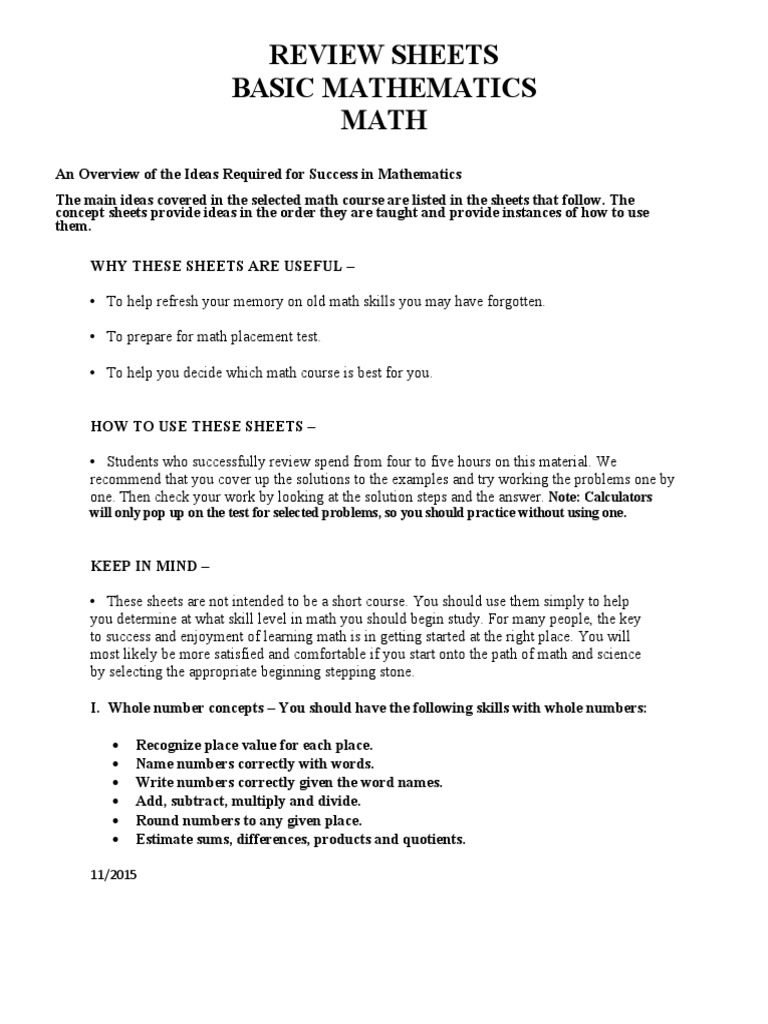 Basic-Math-Reviewer v2 | PDF | Mathematics | Numbers