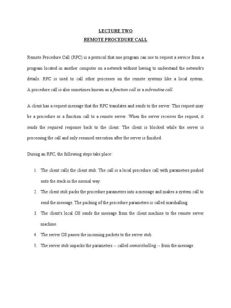 RPC Explained: Remote Procedure Call Protocol Breakdown | PDF | Osi Model | Subroutine