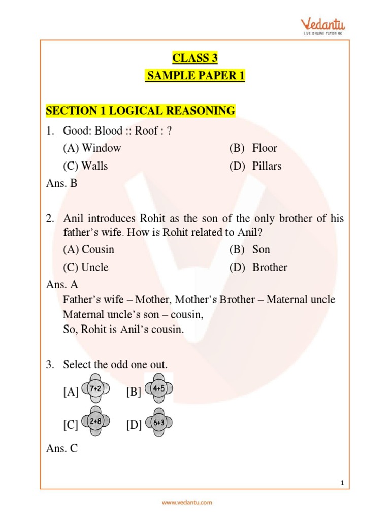 IMO Maths Sample Paper 1 For Class 3 | PDF | Area | Mathematics