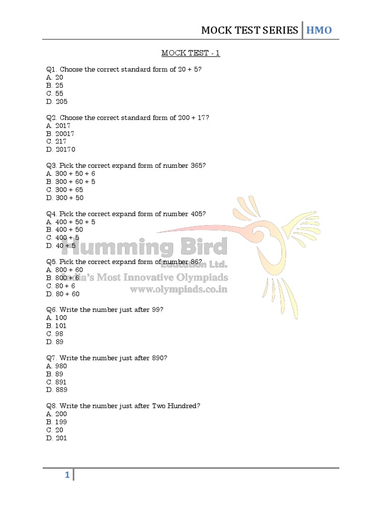 Hmo - Class 2 - Mock Test 1 | PDF | Computers | Technology & Engineering