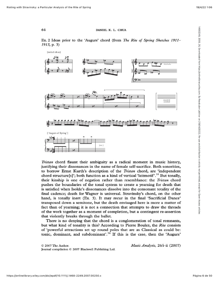 Rioting With Stravinsky: A Particular Analysis of The Rite of Spring ...