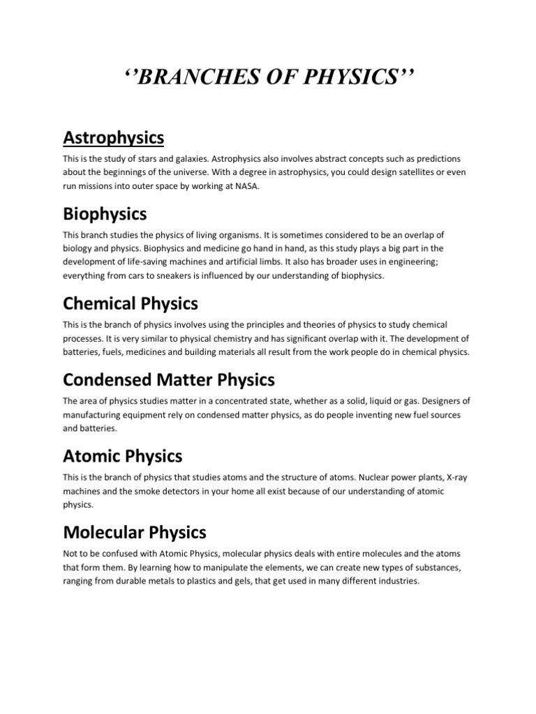 Branches of Physics | PDF