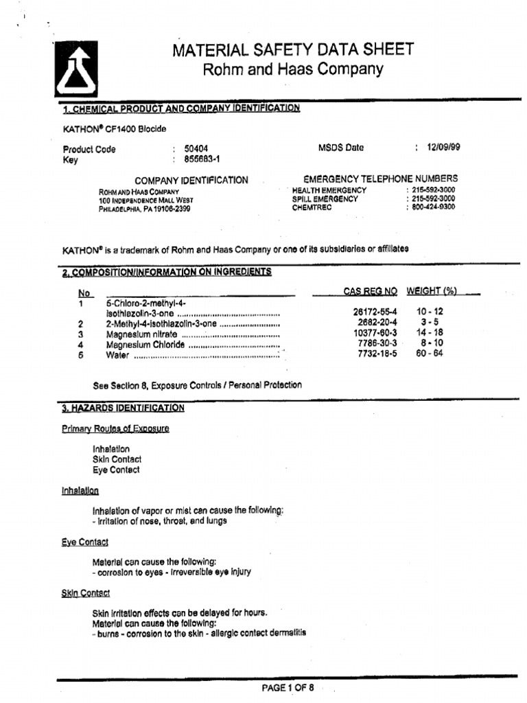 Kathon CF 1400 | PDF