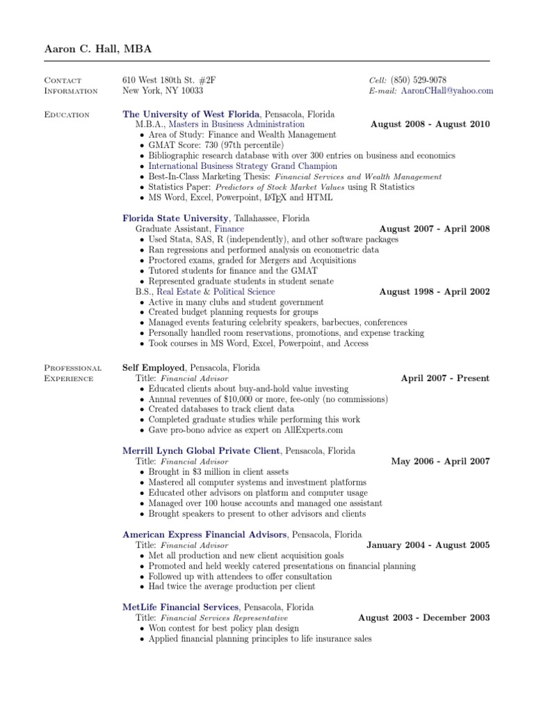 Aaron Resume | PDF | Master Of Business Administration | Sas (Software)