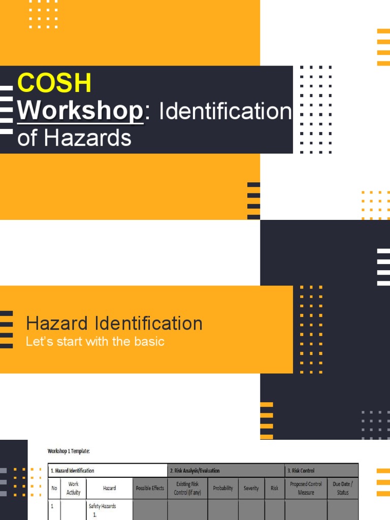 COSH Workshop 1 - Hazard Identification (Synerquest) - Compressed | PDF ...