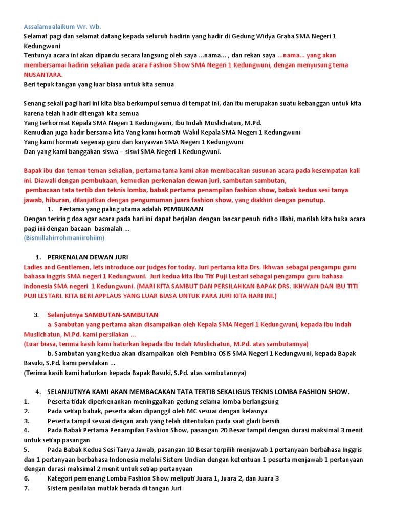 Teks MC Fashion Show | PDF