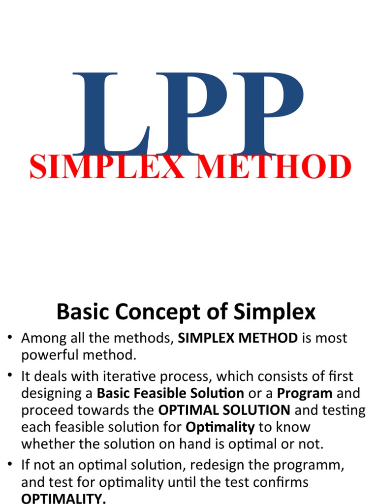 LPP Simplex | PDF | Mathematical Optimization | Linear Programming LPP Simplex | PDF | Mathematical Optimization | Linear Programming