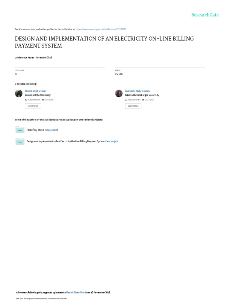 Design and Implementation of an Online Electricity Billing Payment ...