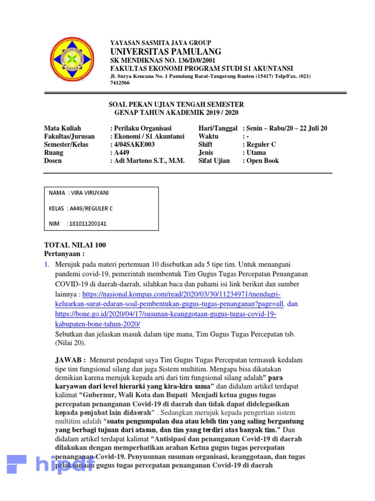 Vira Viruyani - Uas - Perilaku Organisasi | PDF