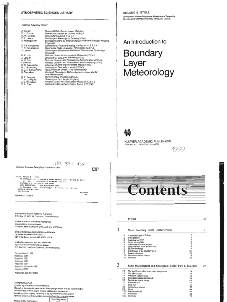 Stull.1988 - Boundary Layer Meteorology | PDF | Turbulence | Boundary Layer