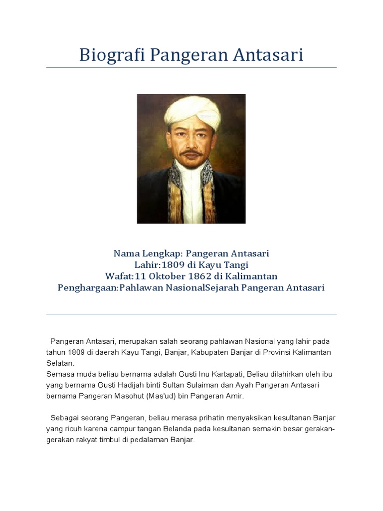 Biografi Pangeran Antasari | PDF | Sejarah