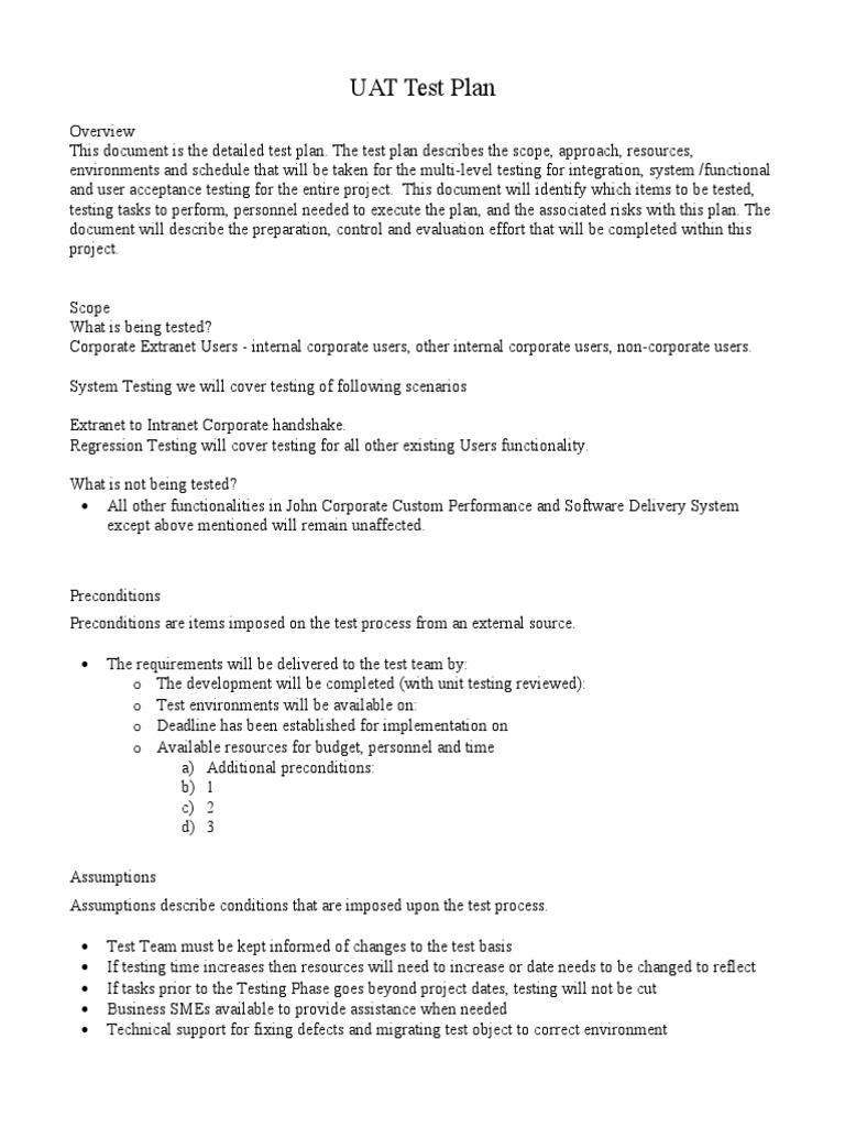UAT Test Plan | PDF | Software Testing | Systems Science