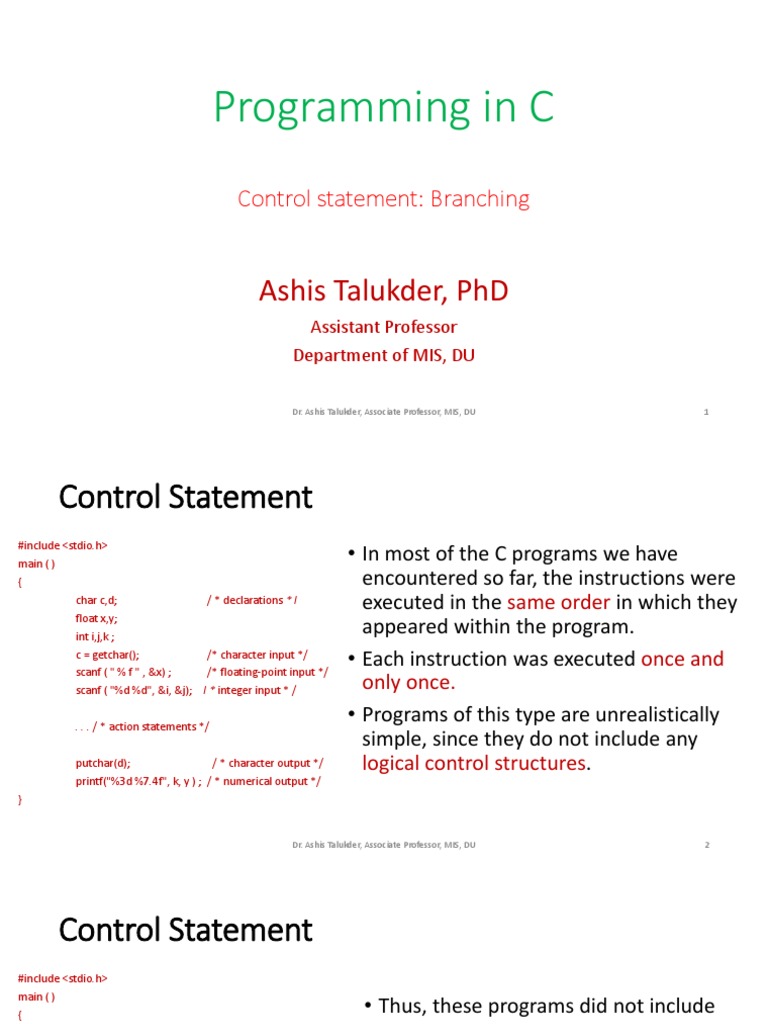 Programming in C: Ashis Talukder, PHD | PDF | Mathematical Logic ...