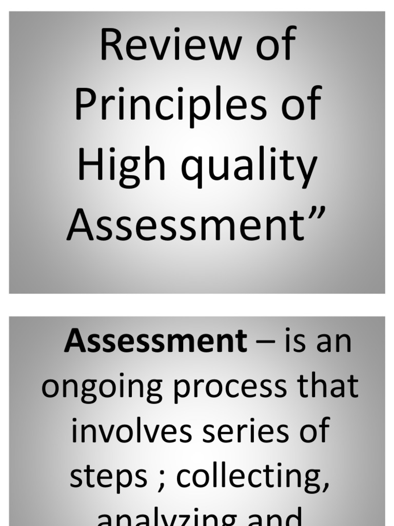 Review of Principles of High Quality Assessment | PDF