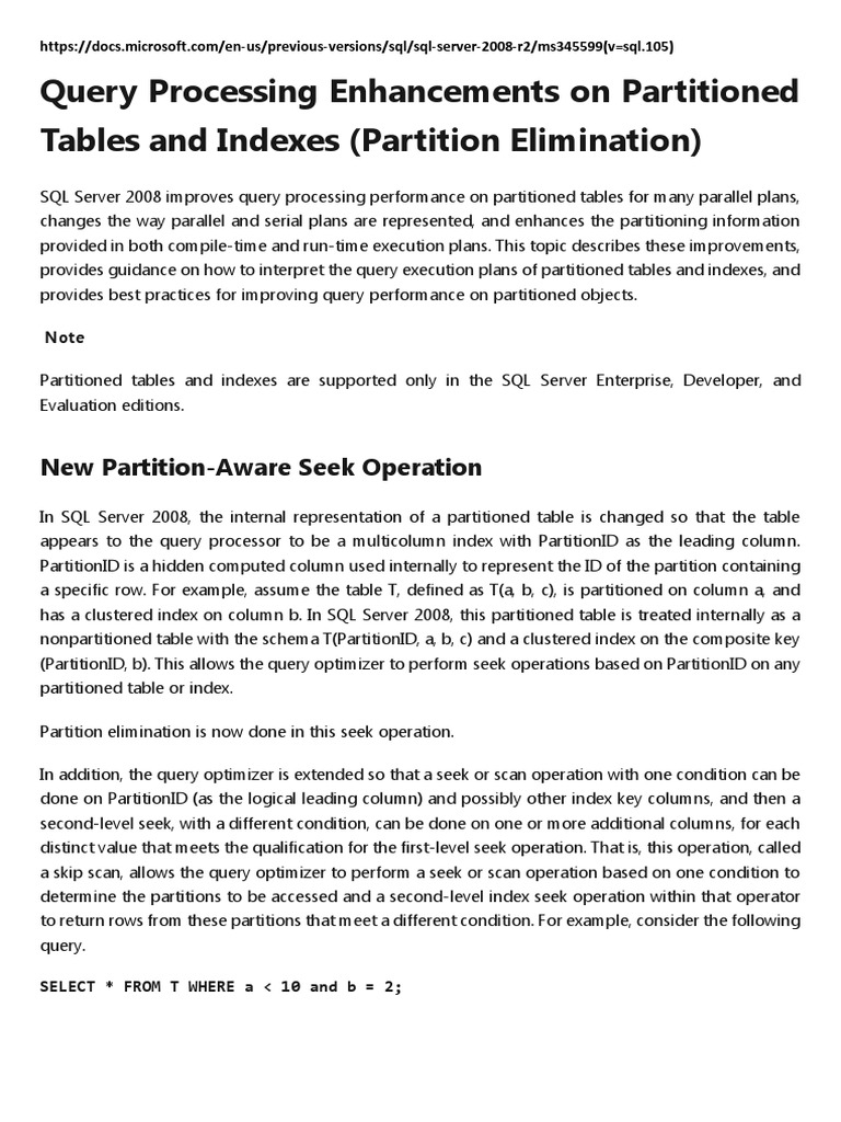 Microsoft - Query Processing Enhancements On Partitioned Tables and Indexes (Partition ...