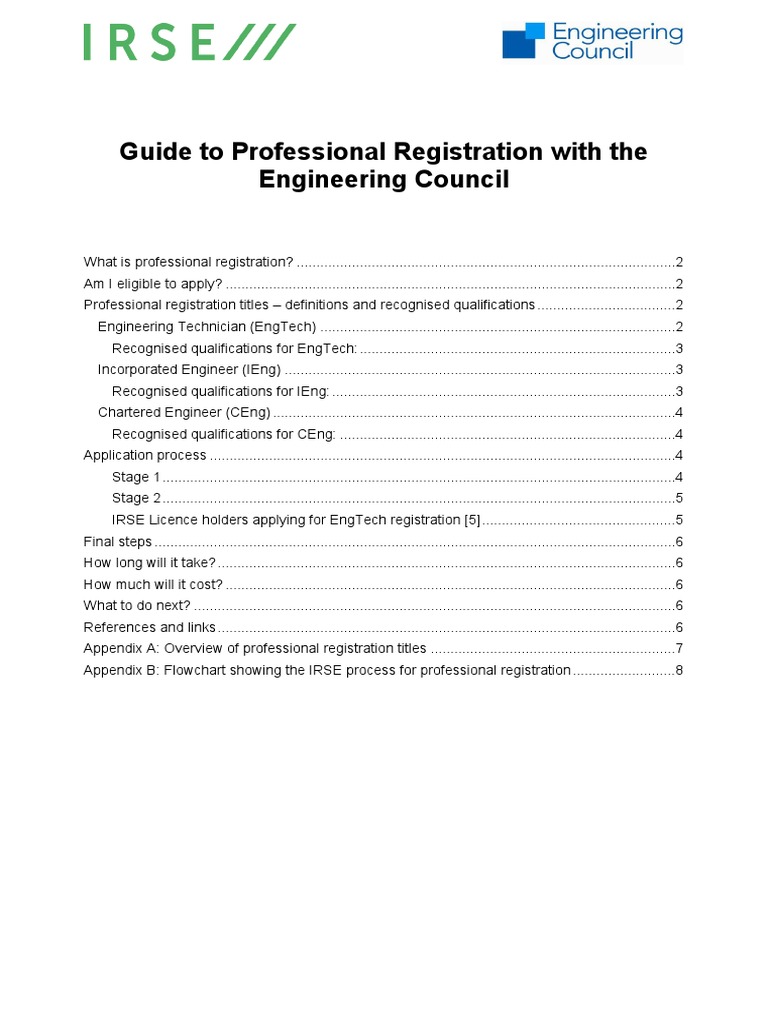 Guide To Professional Registration With The Engineering Council | PDF ...