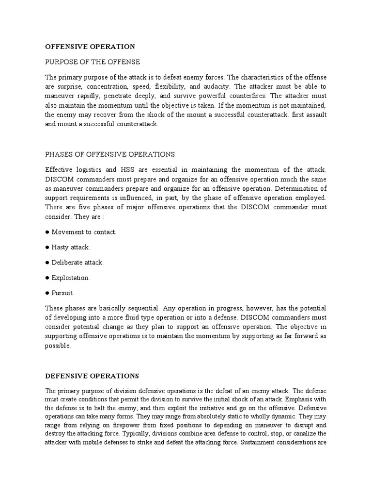 Theory On Offensive and Defensive | PDF | Maneuver Warfare | Military