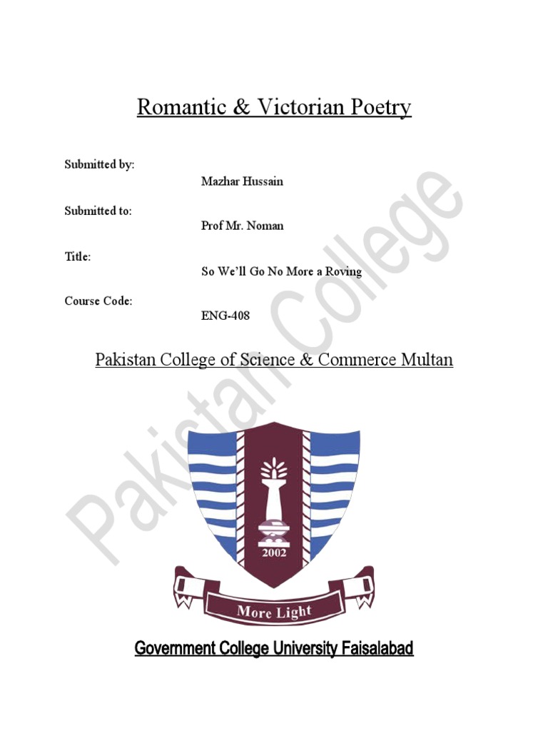 So We'll Go No More A Roving | PDF | Metre (Poetry) | Poetry
