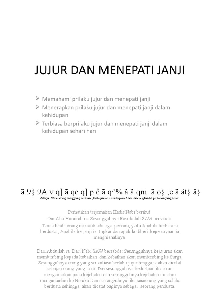 Jujur Dan Menepati Janji | PDF