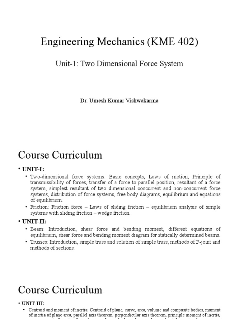 Two Dimensional Force System | PDF | Force | Bending