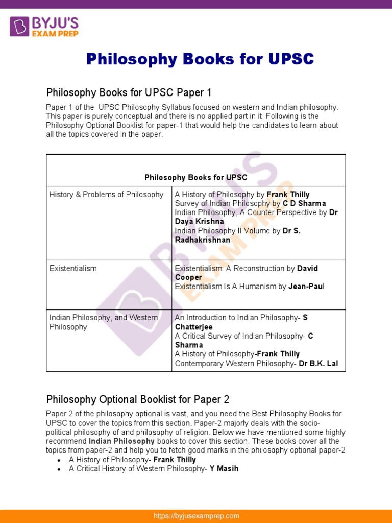 Philosophy Books For UPSC Paper 1 | PDF | Philosophical Theories