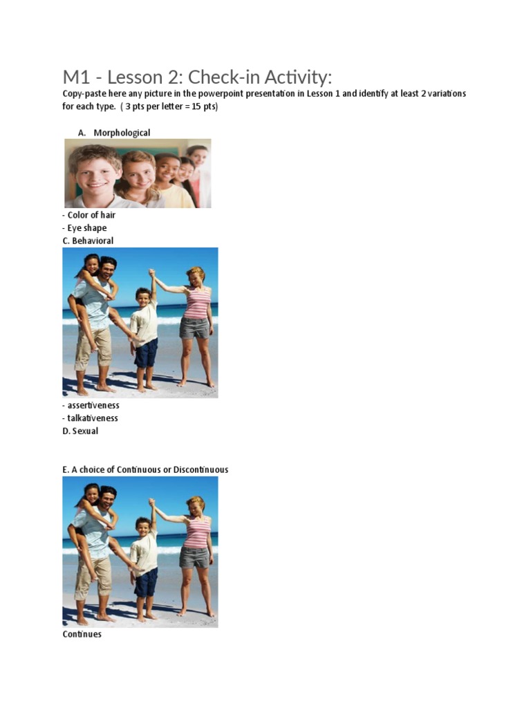 Biology Variations Check-in Activity | PDF | Language Arts & Discipline