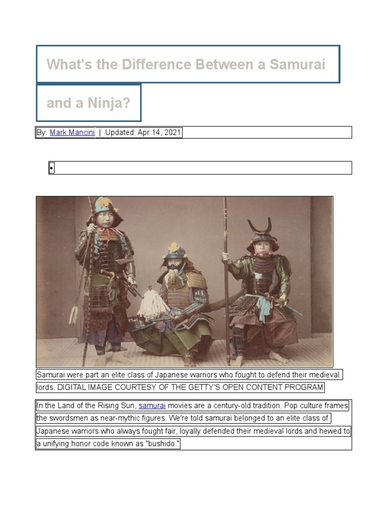What's The Difference Between A Samurai and A Ninja?: Mark Mancini ...
