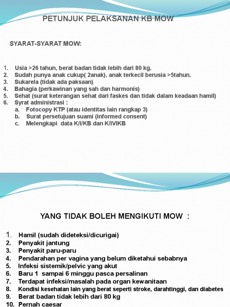 Syarat dan Petunjuk KB MOW | PDF