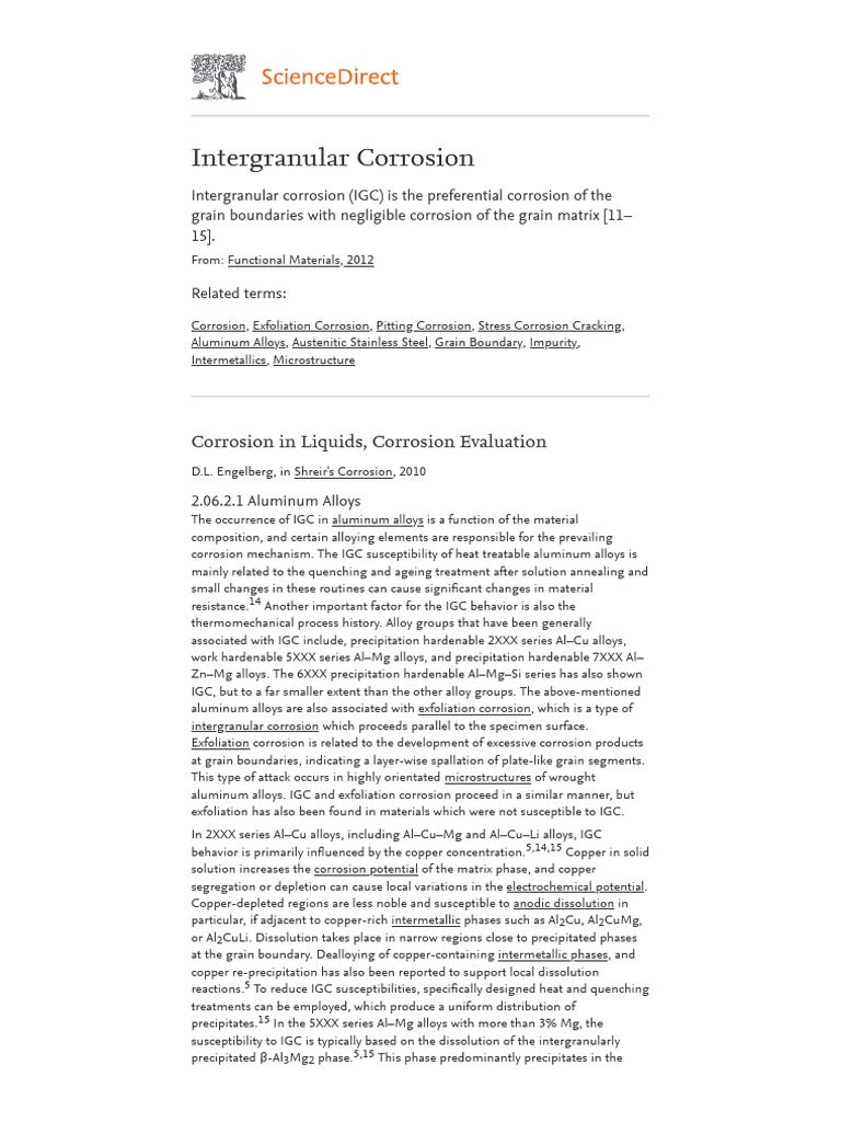 Intergranular Corrosion - An Overview - ScienceDirect Topics | PDF ...