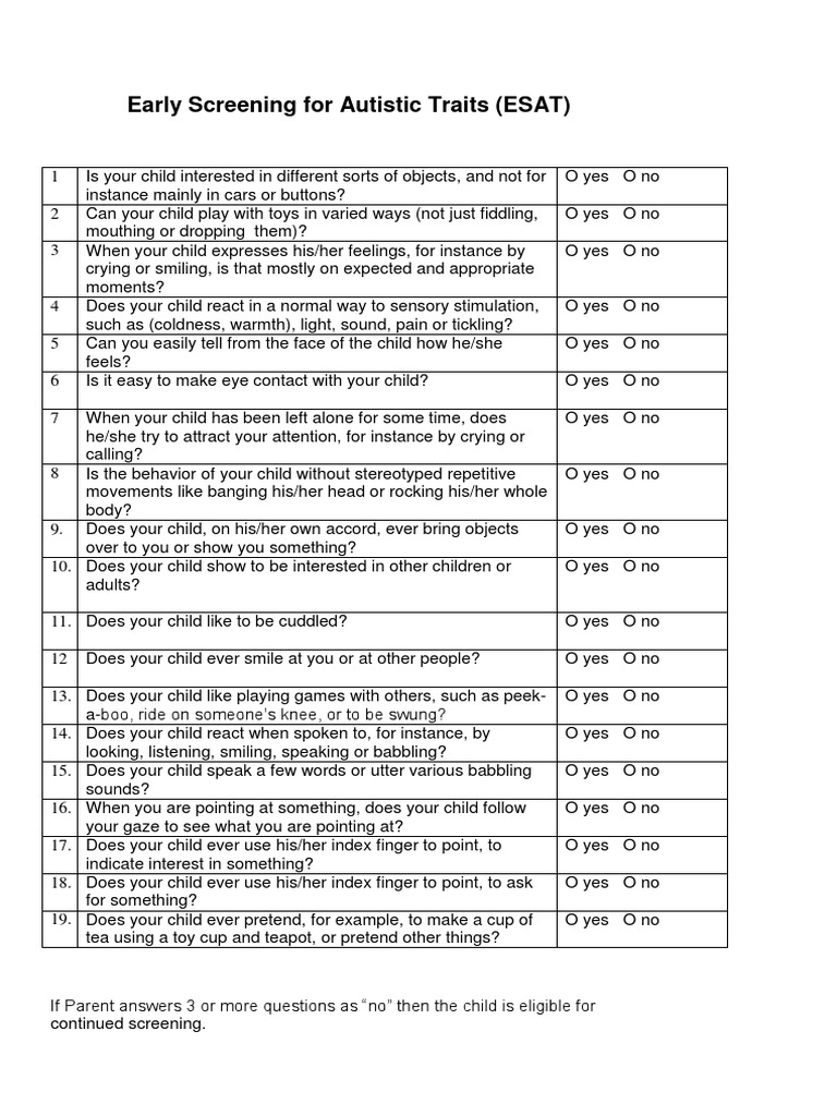 Early Screening for Autistic Traits | PDF | Autism | Human Communication