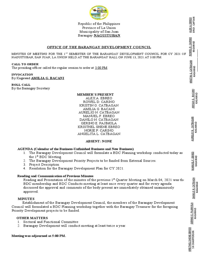 Office of The Barangay Development Council | PDF | Government