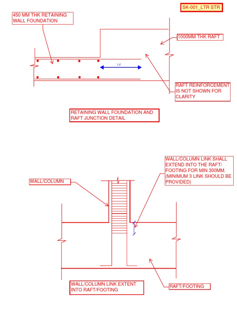 SK-001 - Retaining Wall FDN and Raft Joint Detail | PDF