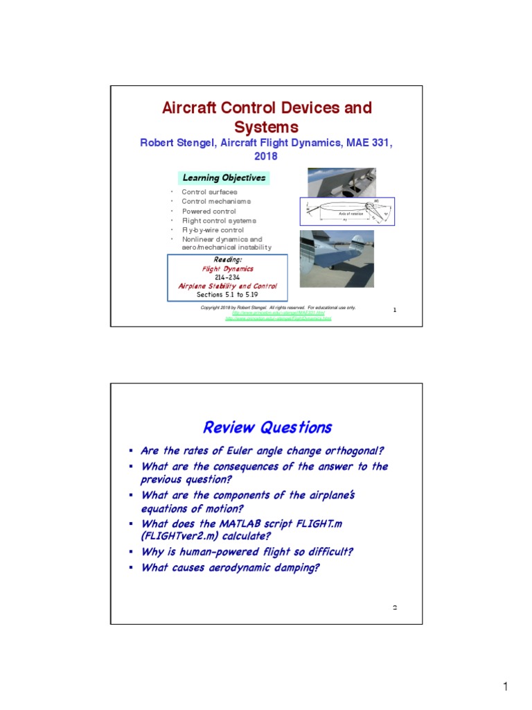 Aircraft Control Devices and Systems: Review Questions | PDF | Flight ...