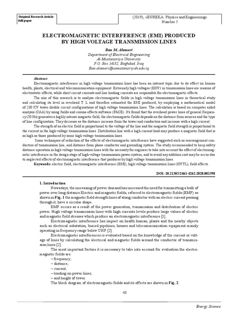 Electromagnetic Interference Emi Produced By High Voltage Transmission Lines Descargar