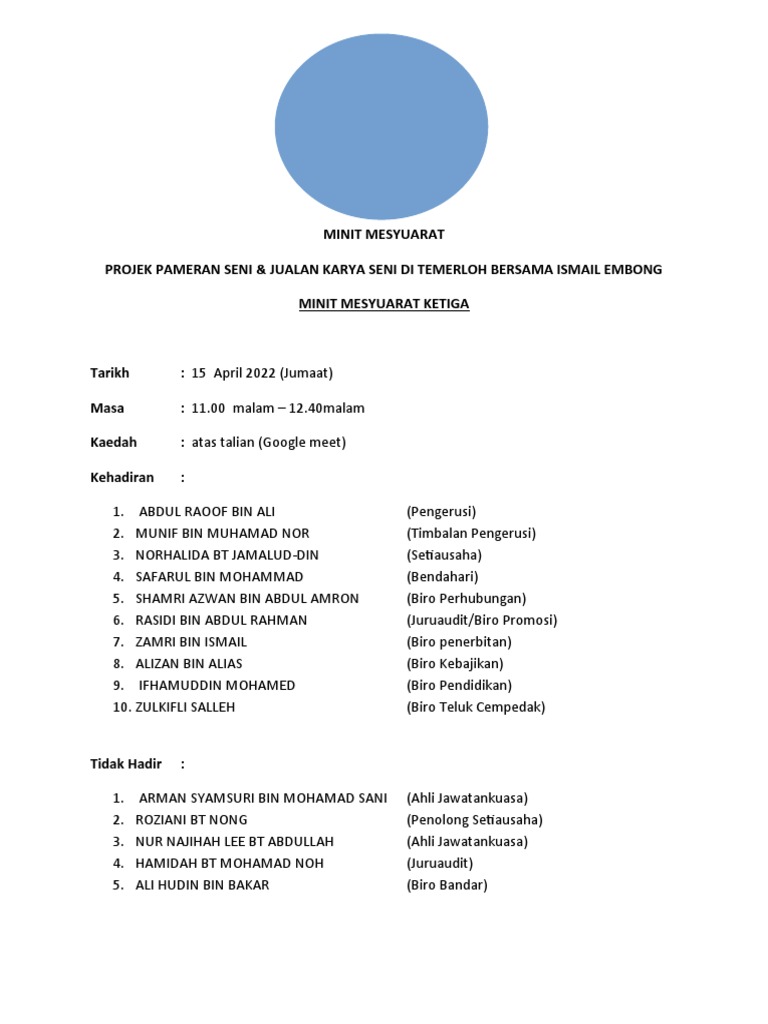 Minit Mesyuarat Kali Ke-3 | PDF