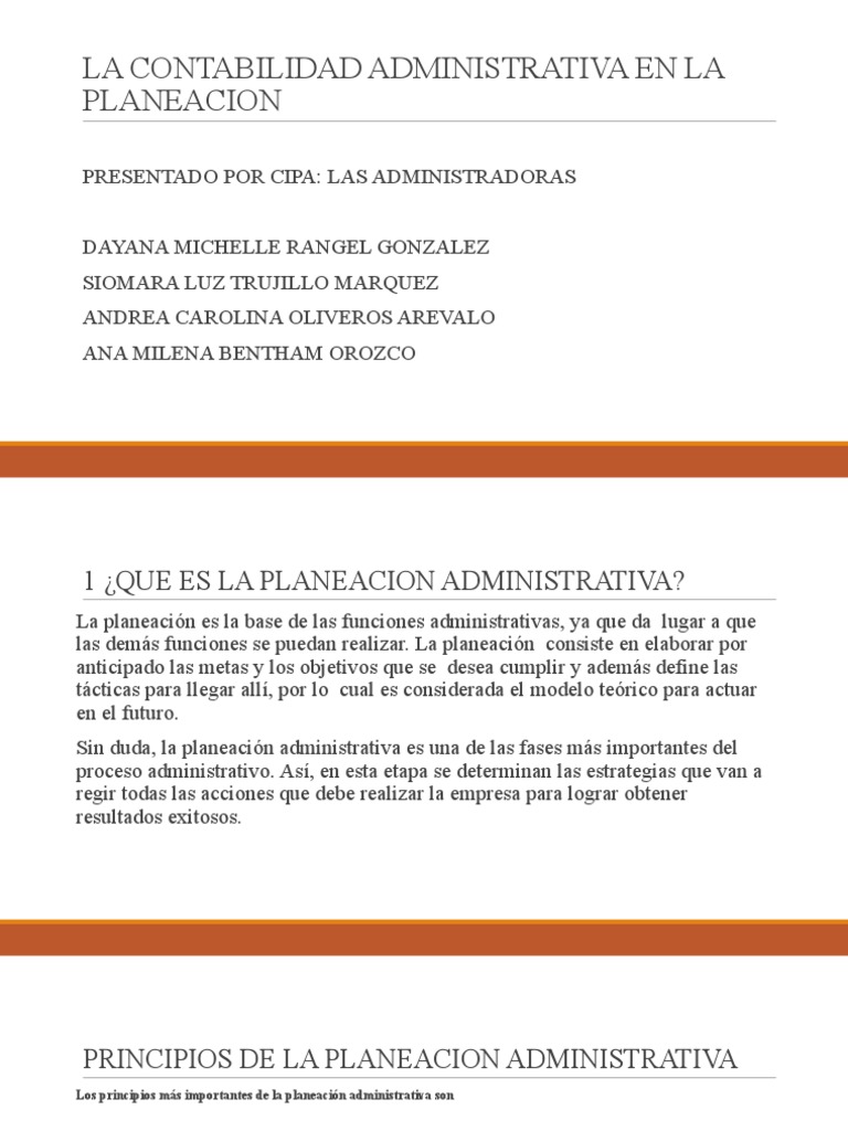 Diapositivas de La Planeacion Administrativa | PDF | Planificación | Ciencia cognitiva